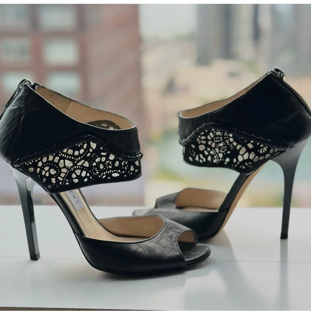 Jimmy Choo | Shoes | Jimmy Choo Laser Cut Leather Suede Opentoe Bootie ...